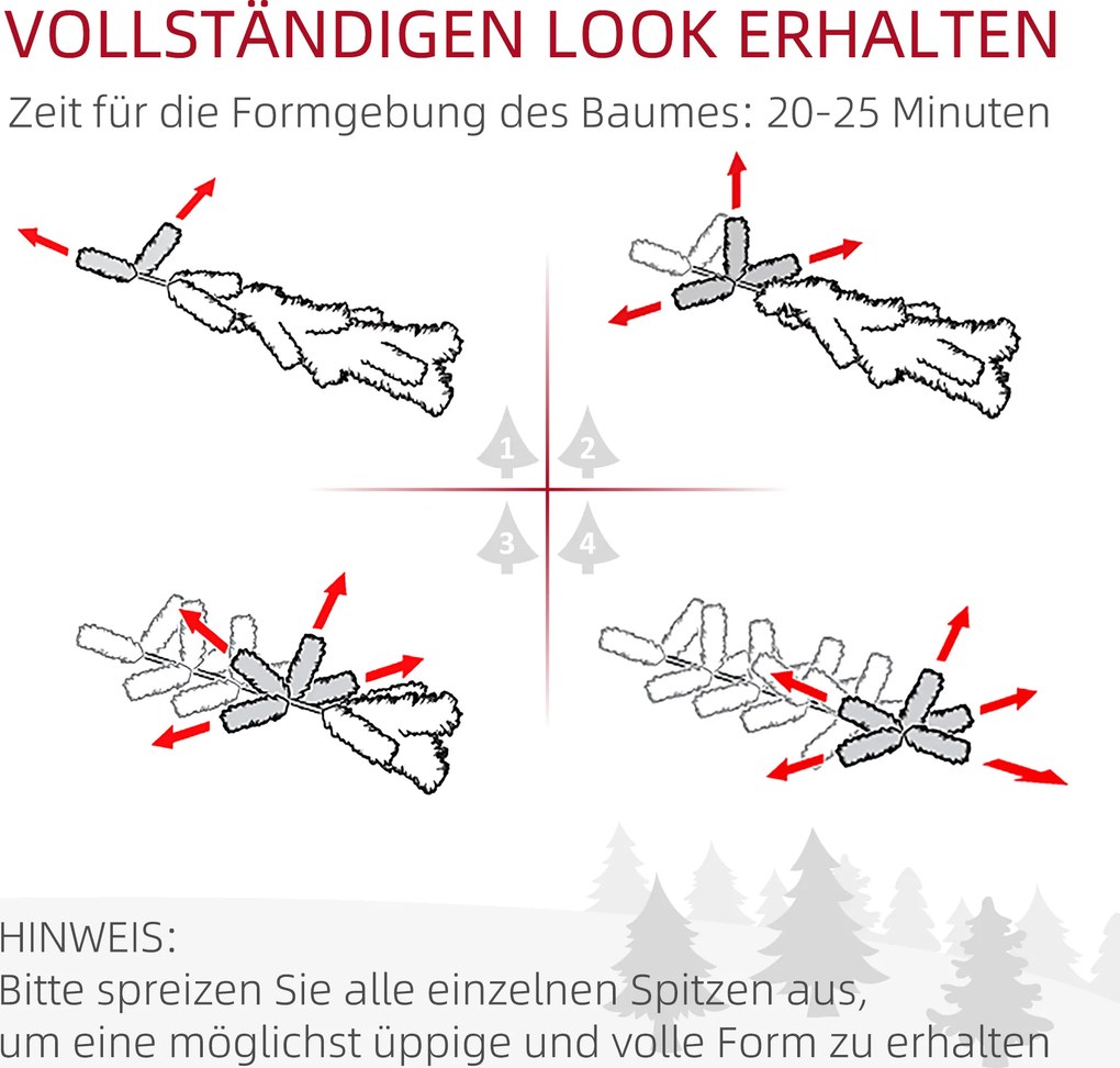 HOMCOM Umělý vánoční stromek, zasněžený, úzký design, nehořlavý, 180 cm, zelená/bílá