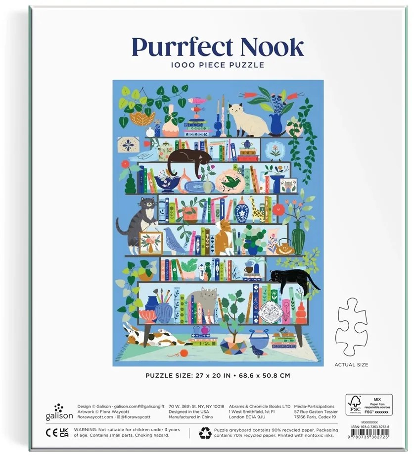 Galison Puzzle Kočičí knihovna 1000 dílků