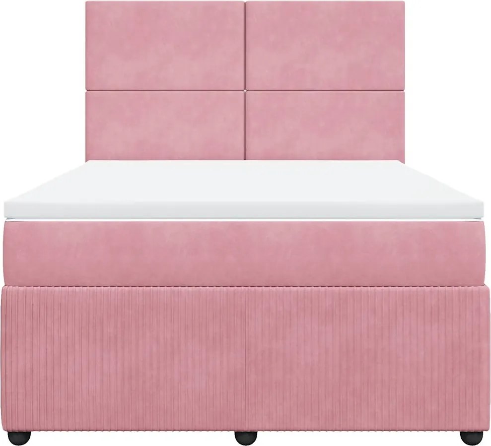 Box spring postel s matrací růžová 140x190 cm samet 3292333