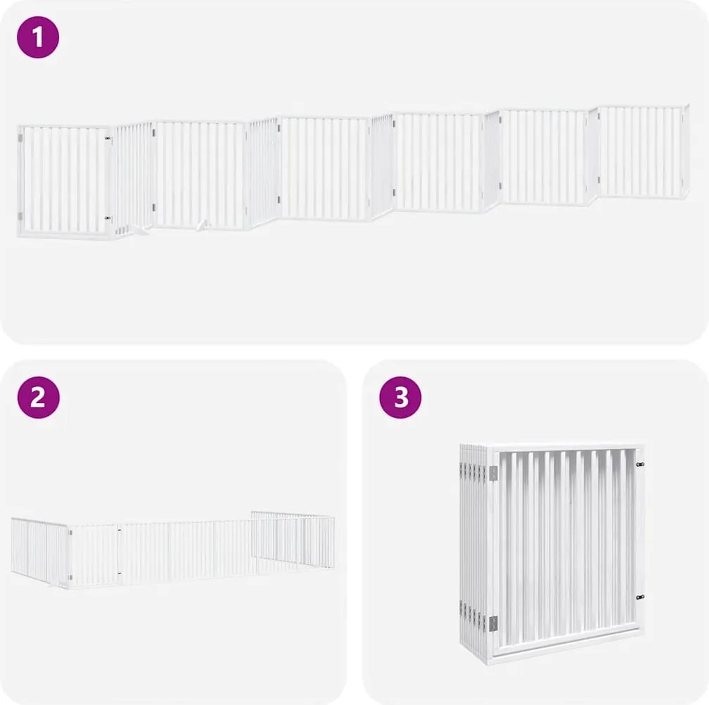 Zábrana pro psy s dvířky skládací 12 panelů bílá 960 cm topol 3155568