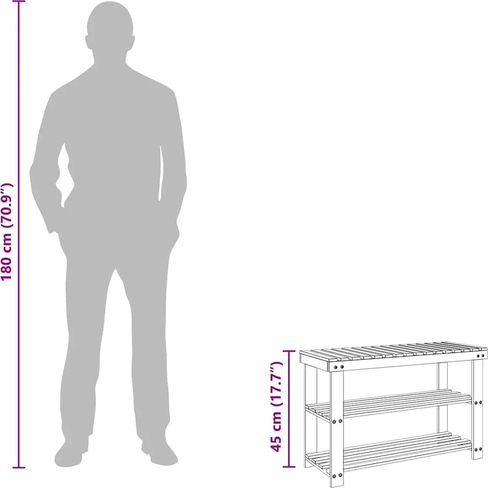 vidaXL Marketos Botník s lavičkou 2 v 1 2 ks masivní dřevo