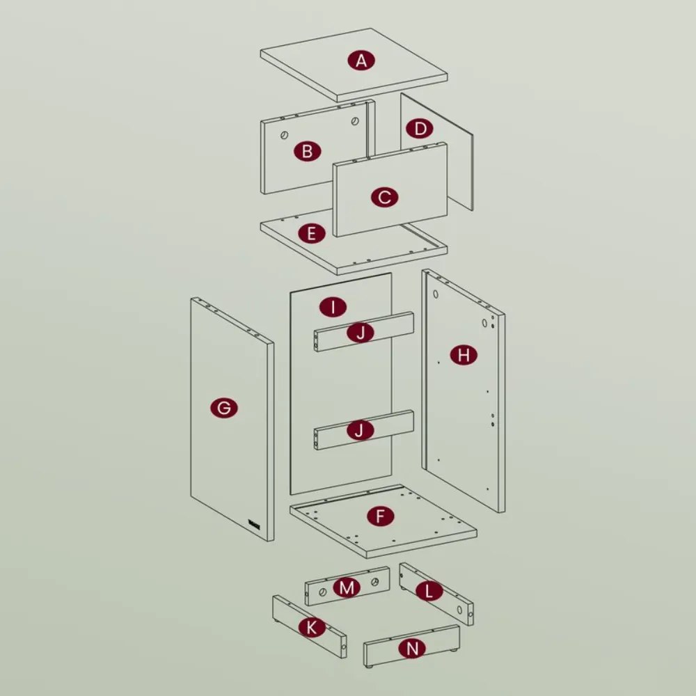 Vasagle Noční stolek ROBIN, 30x25x65cm, bílá
