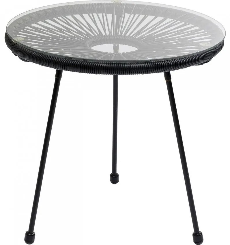 OnaDnes -20% Kare Design Skleněný zahradní odkládací stolek Acapulco s černým výpletem