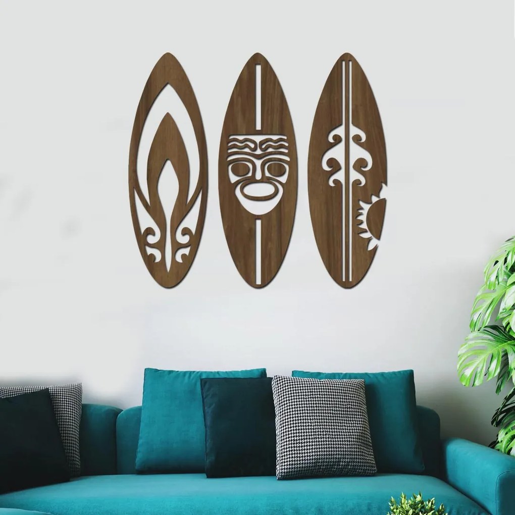 dřevo života Dřevěná dekorace  na zeď SURF Zvolte barvu dekoru: Ořech, Rozměry (cm): 60x60