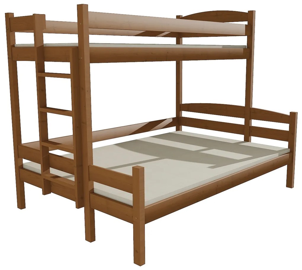 Patrová postel s rozšířeným spodním lůžkem PPS 001 90/120 x 200 cm - dub