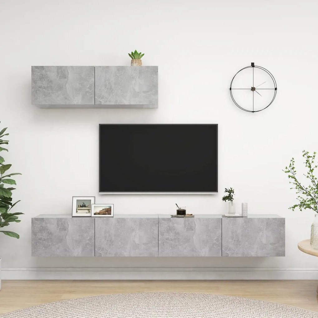TV skříňky 3 ks betonově šedé kompozitní dřevo 3079123
