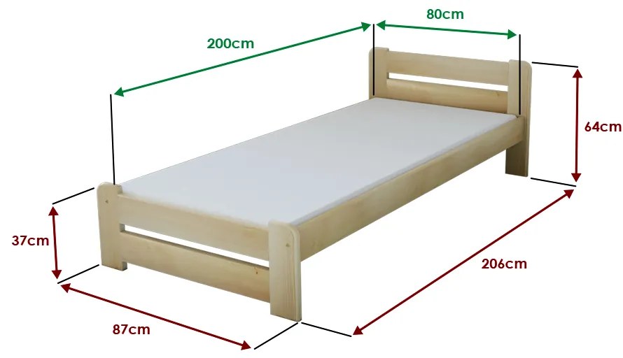 Postel Laura 80 x 200, borovice Matrace: Matrace Coco Maxi 20 cm
