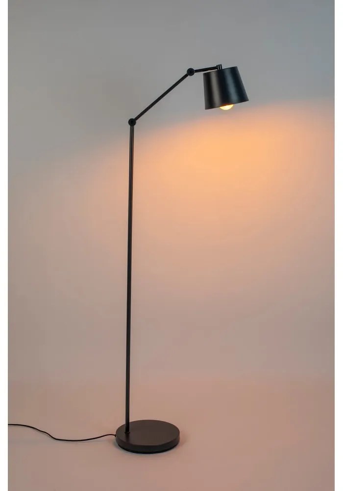 Černá stojací lampa s kovovým stínidlem (výška 135 cm) Hajo – White Label