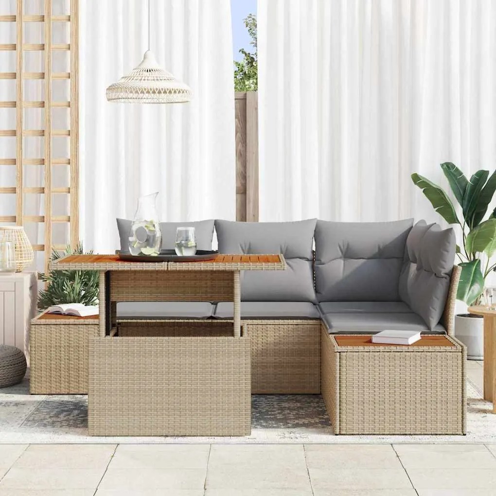 Sada zahradních pohovek 5 ks Beige a šedá 3350067