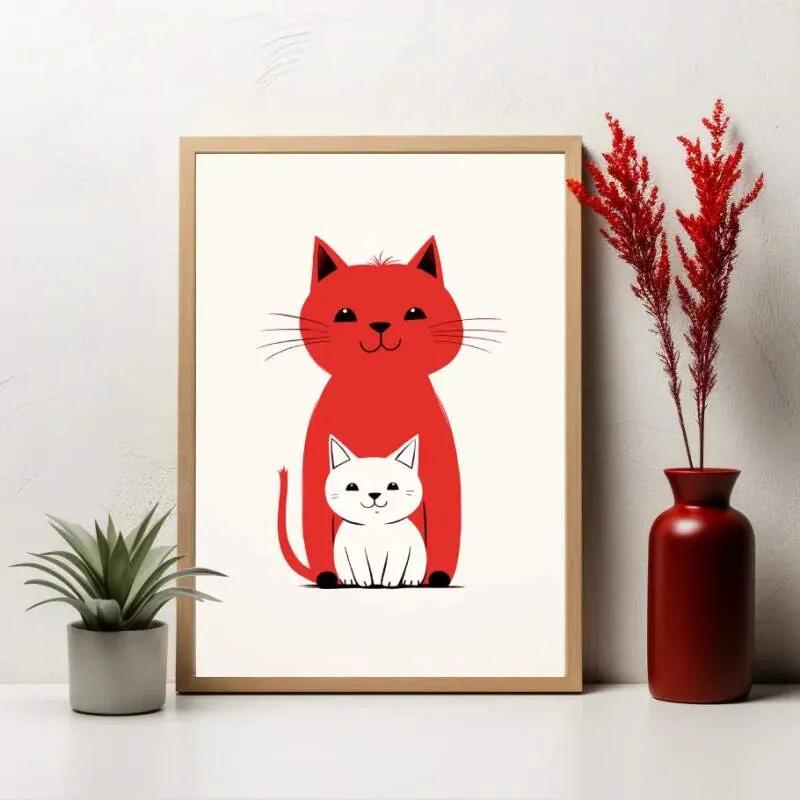 Plakát - Velká a malá kočka