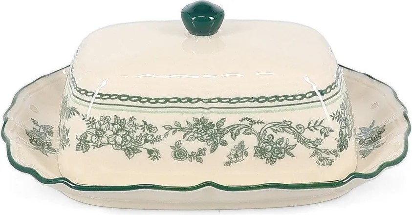 Zelená/slonovinová porcelánová máslenka Cyril – S|P Collection