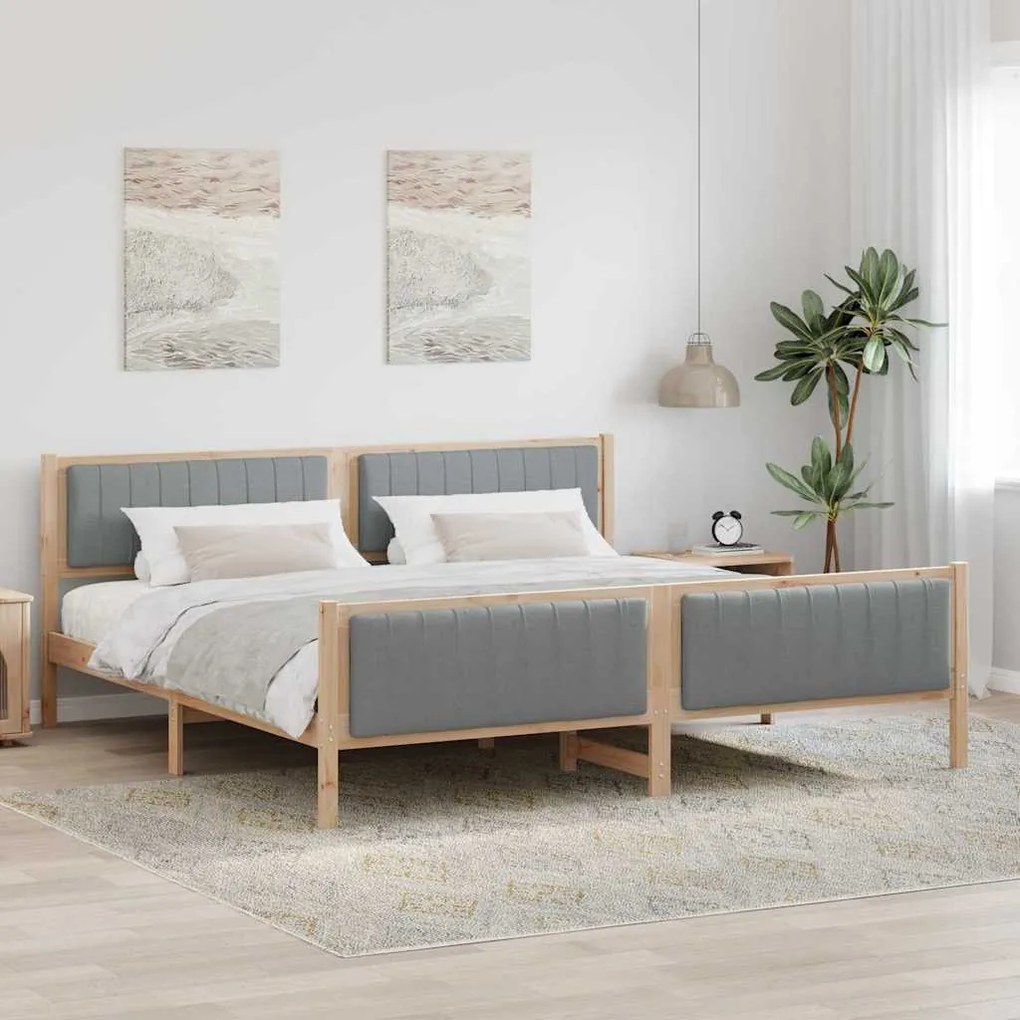 Rám postele s čelo Hnědá a světlá šedá 200 x 200 cm 3394298