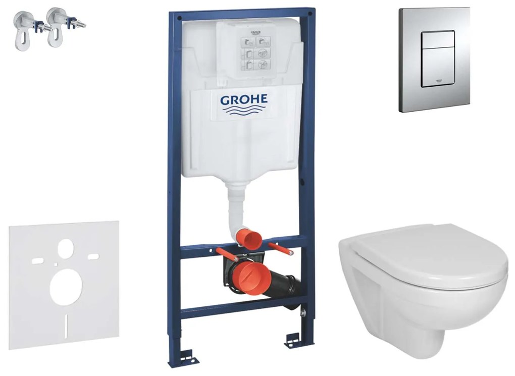 Grohe Rapid SL - Set předstěnové instalace, klozetu a sedátka Jika Lyra Plus, tlačítka Skate Cosmopolita, chrom 38528SET-KJ2