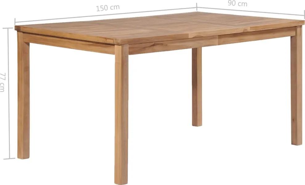 vidaXL Zahradní stůl 150 x 90 x 77 cm masivní teakové dřevo [44997]