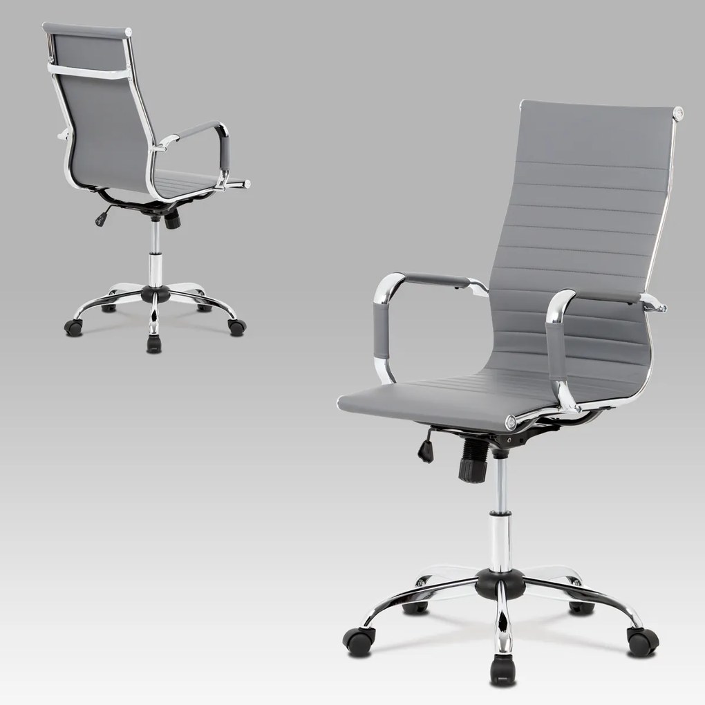 Artium Kancelářská židle, šedá ekokůže, houpací mech, kříž chrom - KA-V305 GREY