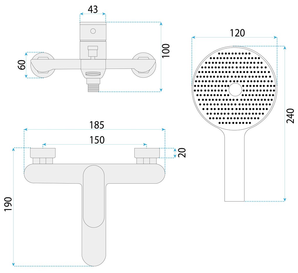 Rea Drop, vanová baterie s ruční sprchovou soupravou, 150 mm, zlatá matná, REA-B6399