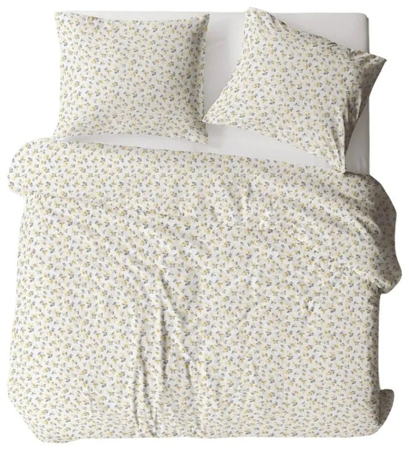 KARO Flanelové ložní prádlo 140x200 1672N krémový list Flanel Comfort button-down