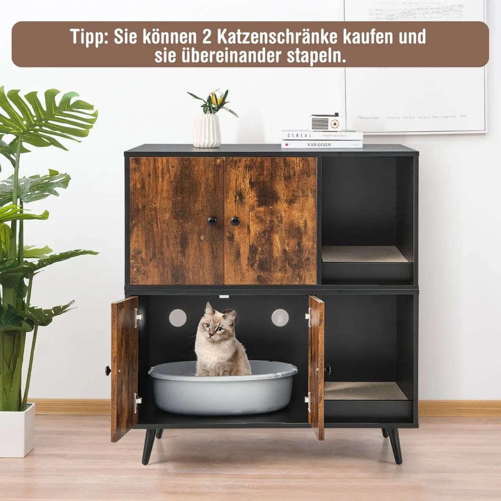 Costway Moderní skrýš na odpadkové koše s dvoudveřovou skříňkou