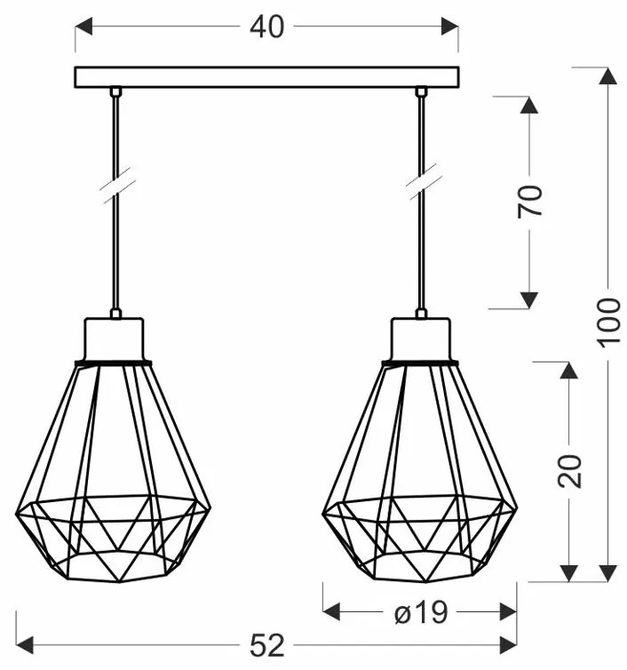 Candellux Černo-zlatý závěsný lustr Primo pro žárovku 2x E27