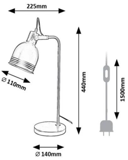 Rabalux 2240 - Stolní lampa FLINT 1xE14/25W/230V černá