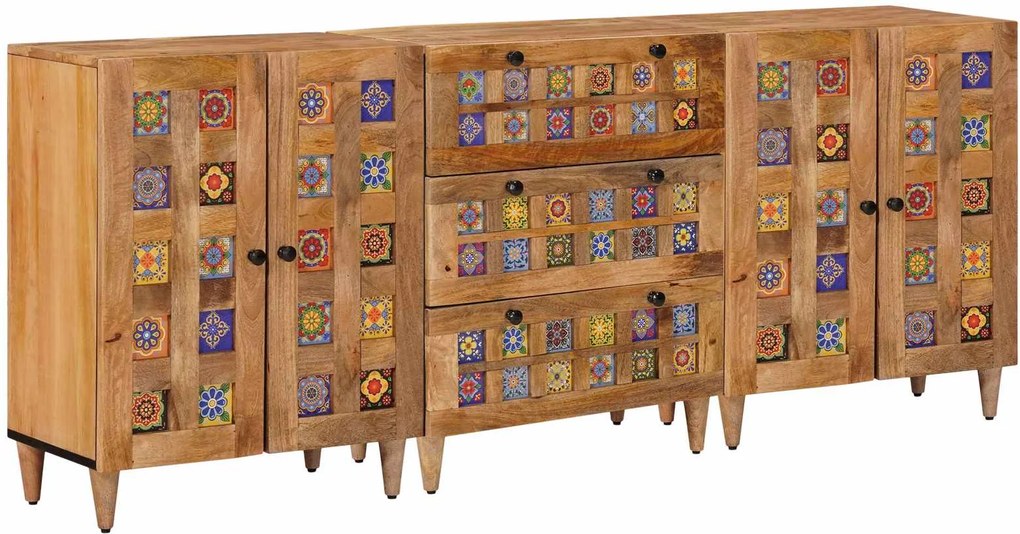 Servírovací skříň 3 ks 60 x 33,5 x 75 cm Masivní mangové dřevo 3310095