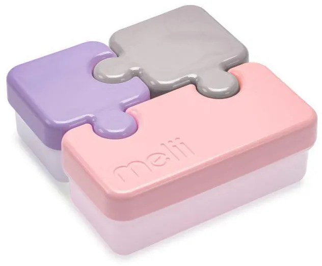 Melii Svačinový box Puzzle 850 ml - růžový, fialový, šedý