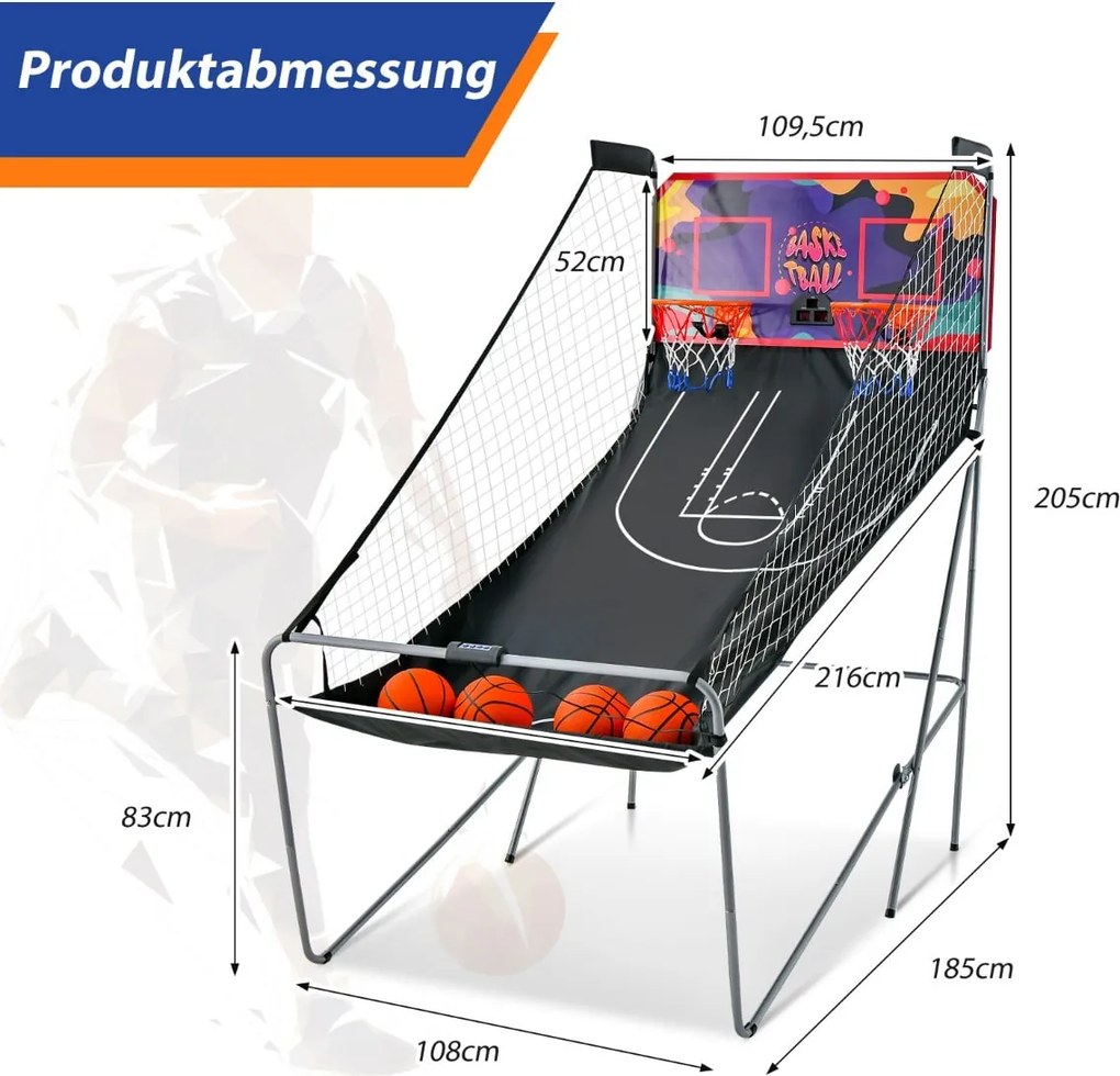 Costway 8 v 1 Basketbalový stroj Skládací elektrický stojan na basketbalový míč