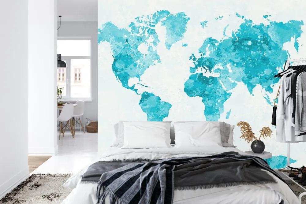 Fototapeta Akvarel Mapa Světa Tyrkysová Hladký vinyl 450x300