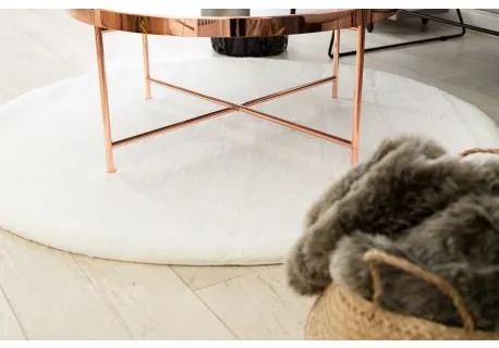 Kulatý koberec BUNNY bílá, imitace králíčí kožešiny velikost kruh 120 cm | krásné koberce cz