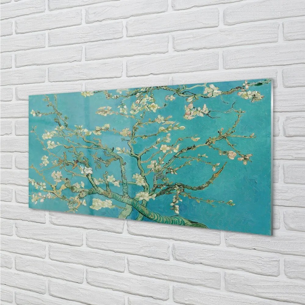 Obraz na skle Art mandlové květy 140x70 cm