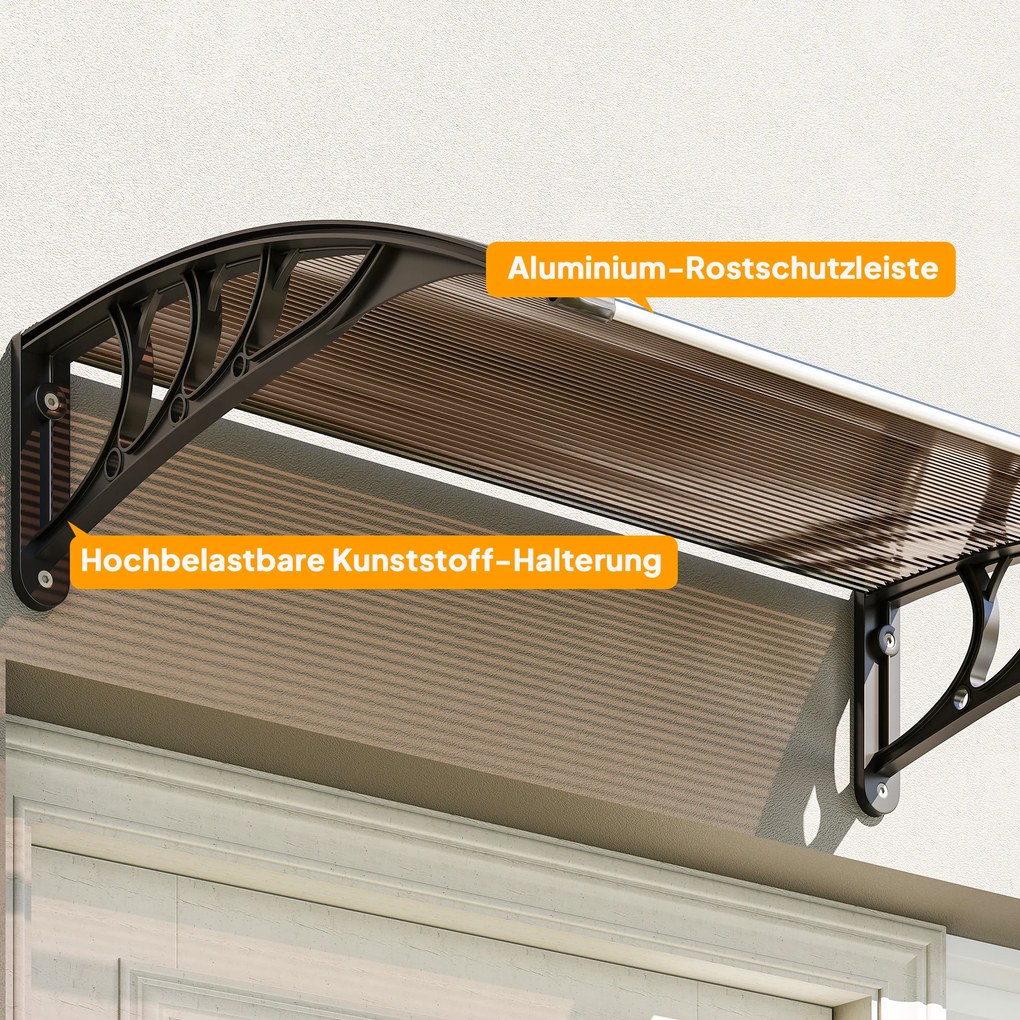 Stříška na přední dveře Stříška na přední dveře 75 x 100 cm Stříška z polykarbonátu hnědá