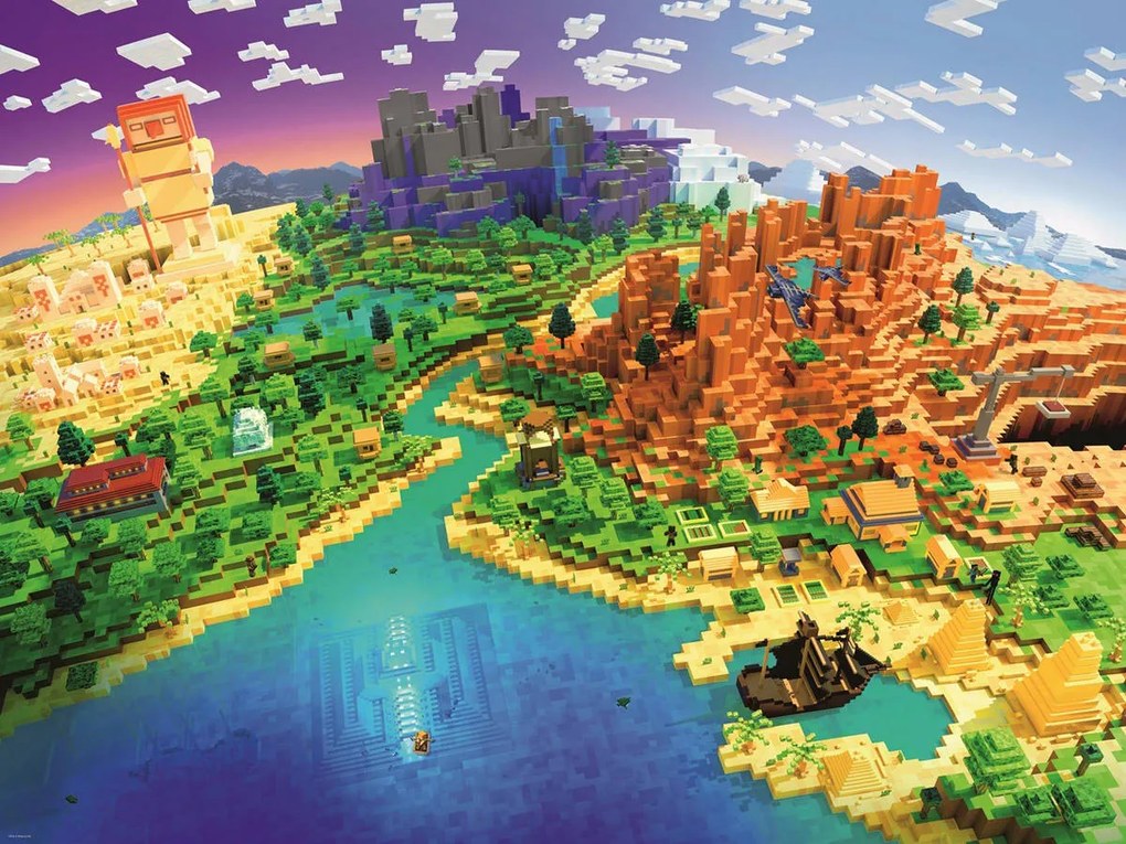 RAVENSBURGER Puzzle Svět Minecraftu 1500 dílků 80x60cm skládačka 2412000433
