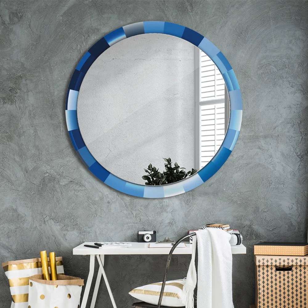 Kulaté dekorativní zrcadlo Modrý abstrakt fi 100 cm