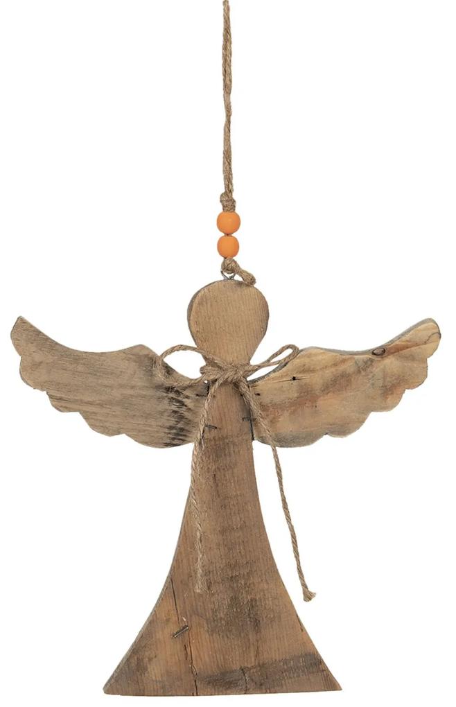 Závěsný dřevěný dekorační anděl - 23*2*25 cm