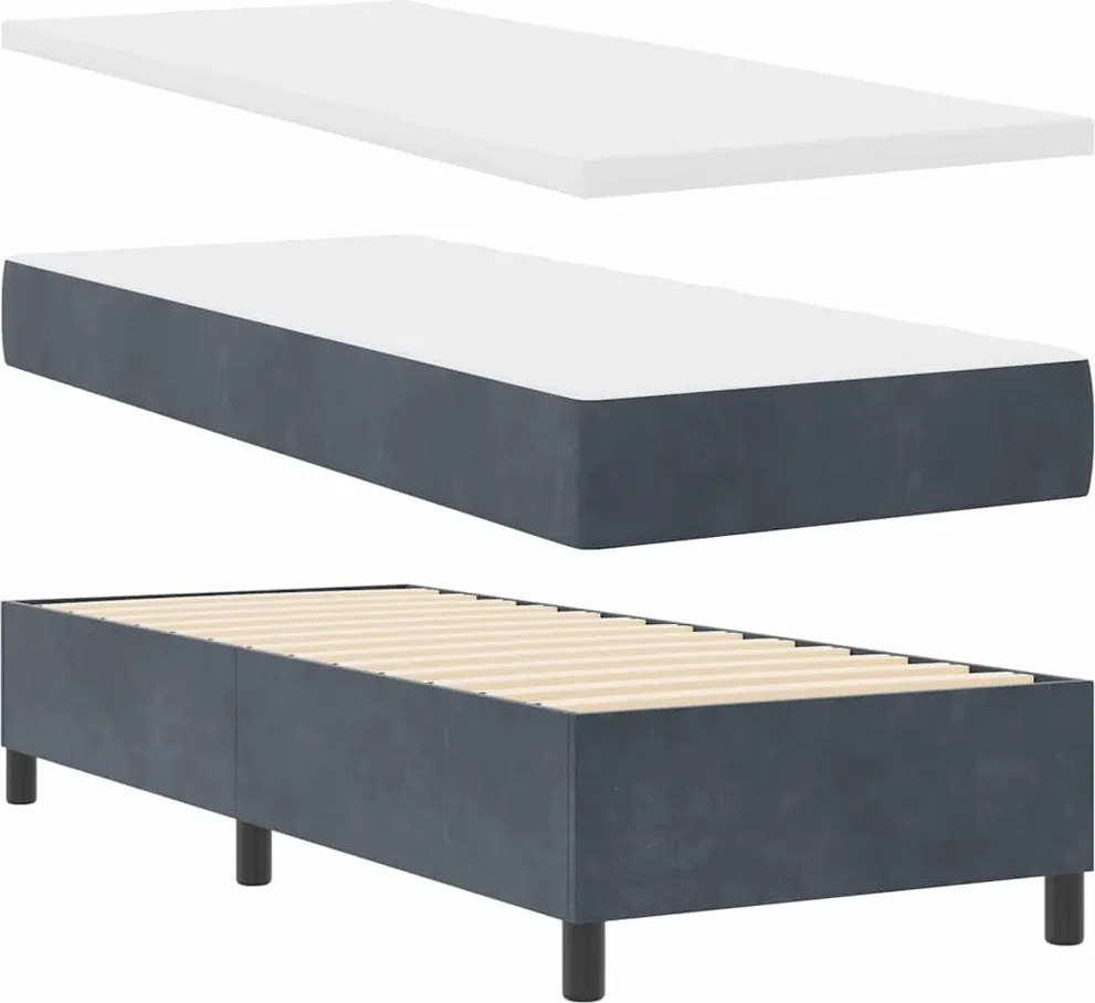 Postel s boxspringem s čelo Tmavě šedá 200 x 80 cm samet 3340953