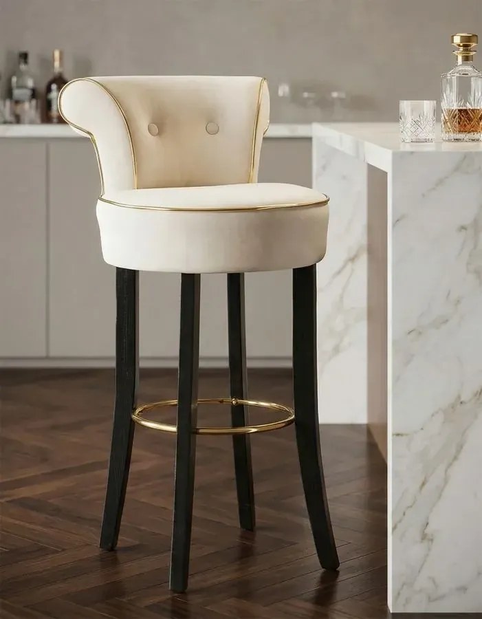 Sametová barová židle Luxy krémová