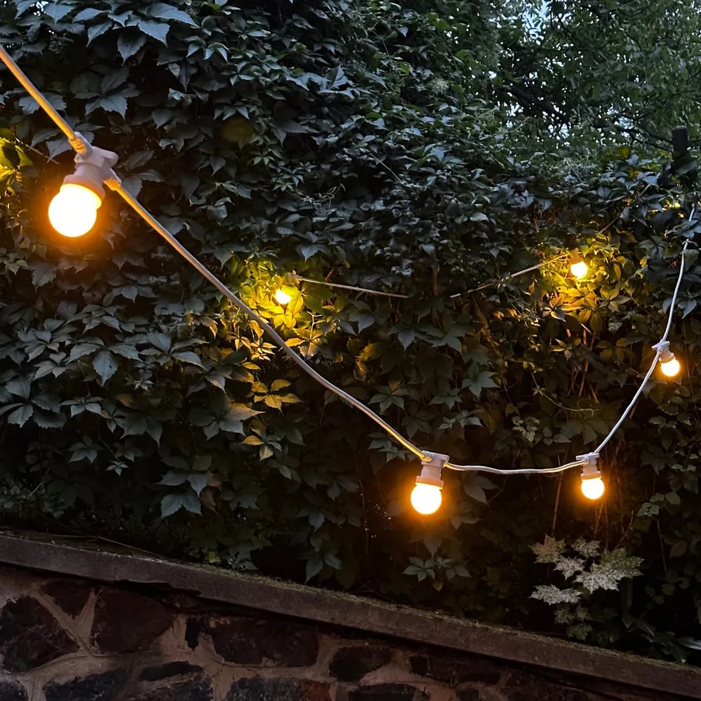 Easy Fix světelná girlanda, venkovní, 10 m pro 10 žárovek E27, bílý kabel, IP67, prodlužovací, bez žárovek