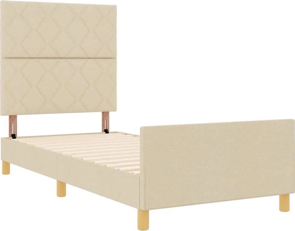 Rám postele s čelo Krémová 90 x 190 cm textil 3344772