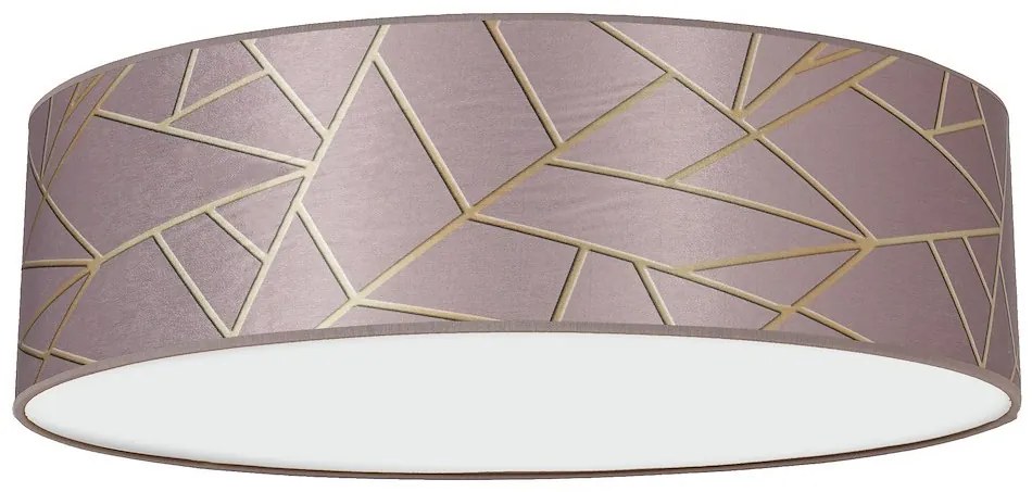 Stropní svítidlo Ziggy Round, 1x růžové/zlaté textilní stínítko, (bílé plexisklo), (fi 50 cm)