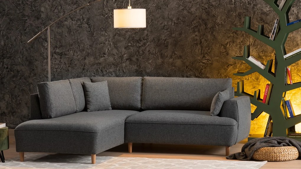 Hanah Home Rohová pohovka FELIX tmavě šedá levá 825BLC1375