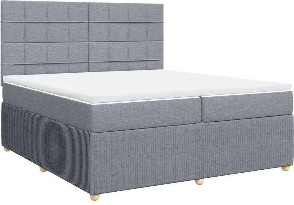 Box spring postel s matrací světle šedá 200 x 200 cm textil 3294463
