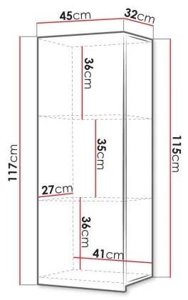 Nástěnná skříňka CALABRINI 117x45 cm bílá