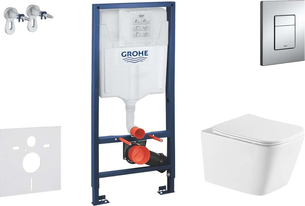 Grohe Rapid SL - Set předstěnové instalace, klozetu Arkas I a sedátka softclose, tlačítko Skate Cosmopolitan, chrom SANI11BA1111