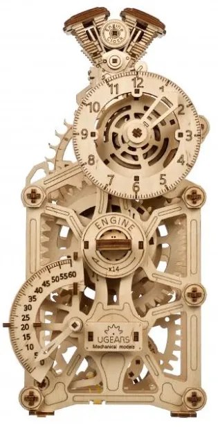 Ugears 3D mechanické puzzle Hodiny motoru 265 ks