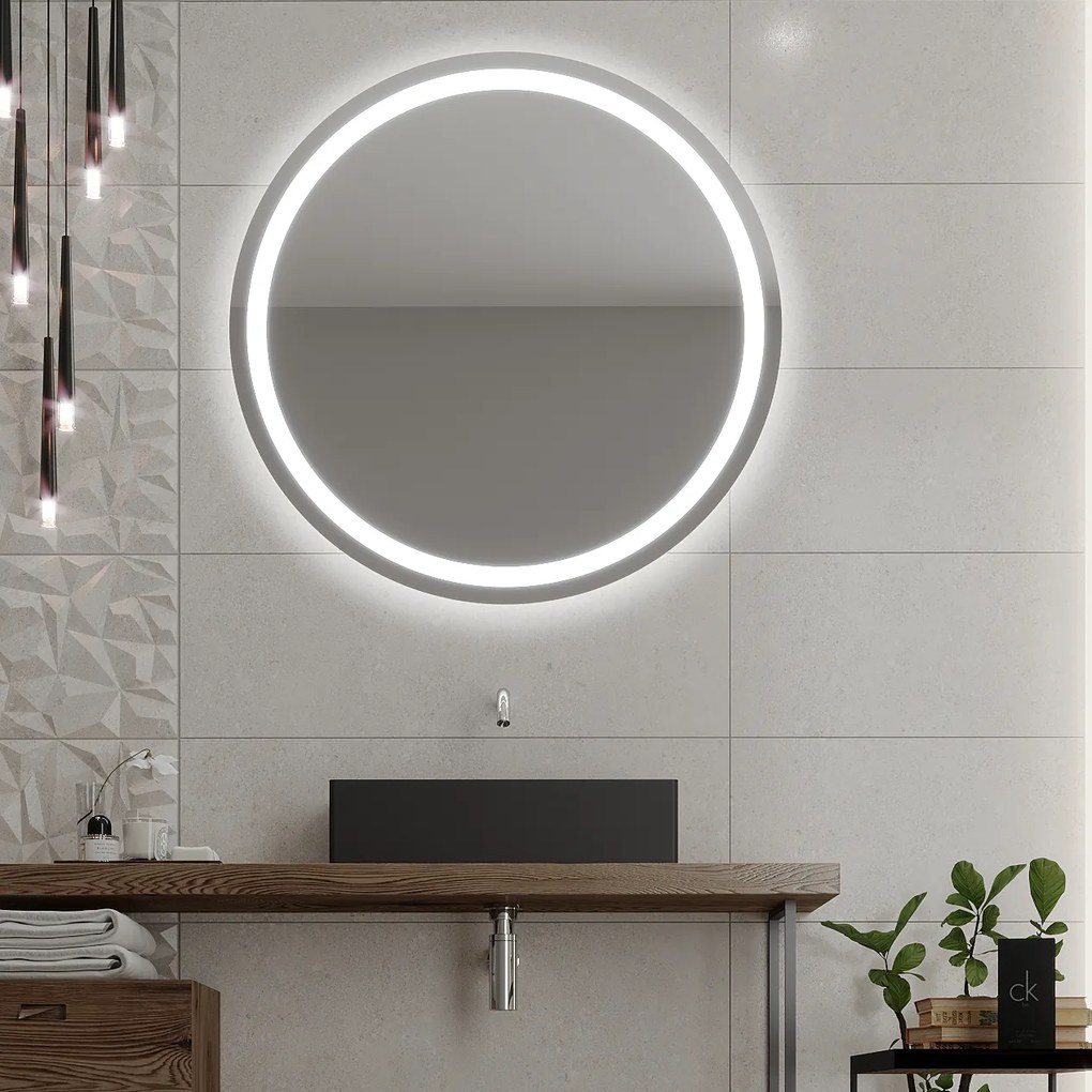 Kulaté zrcadlo do koupelny s LED osvětlením C4