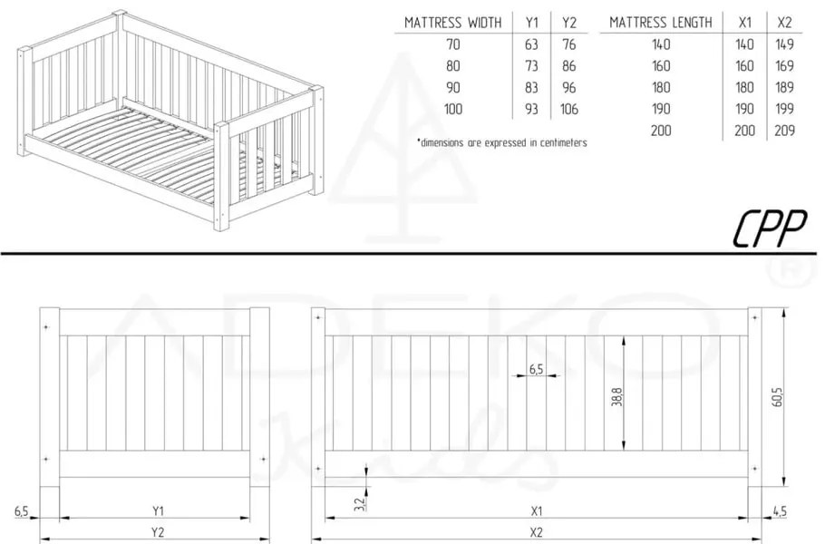 Dětská postel z borovicového dřeva v přírodní barvě 80x200 cm CPP – Adeko