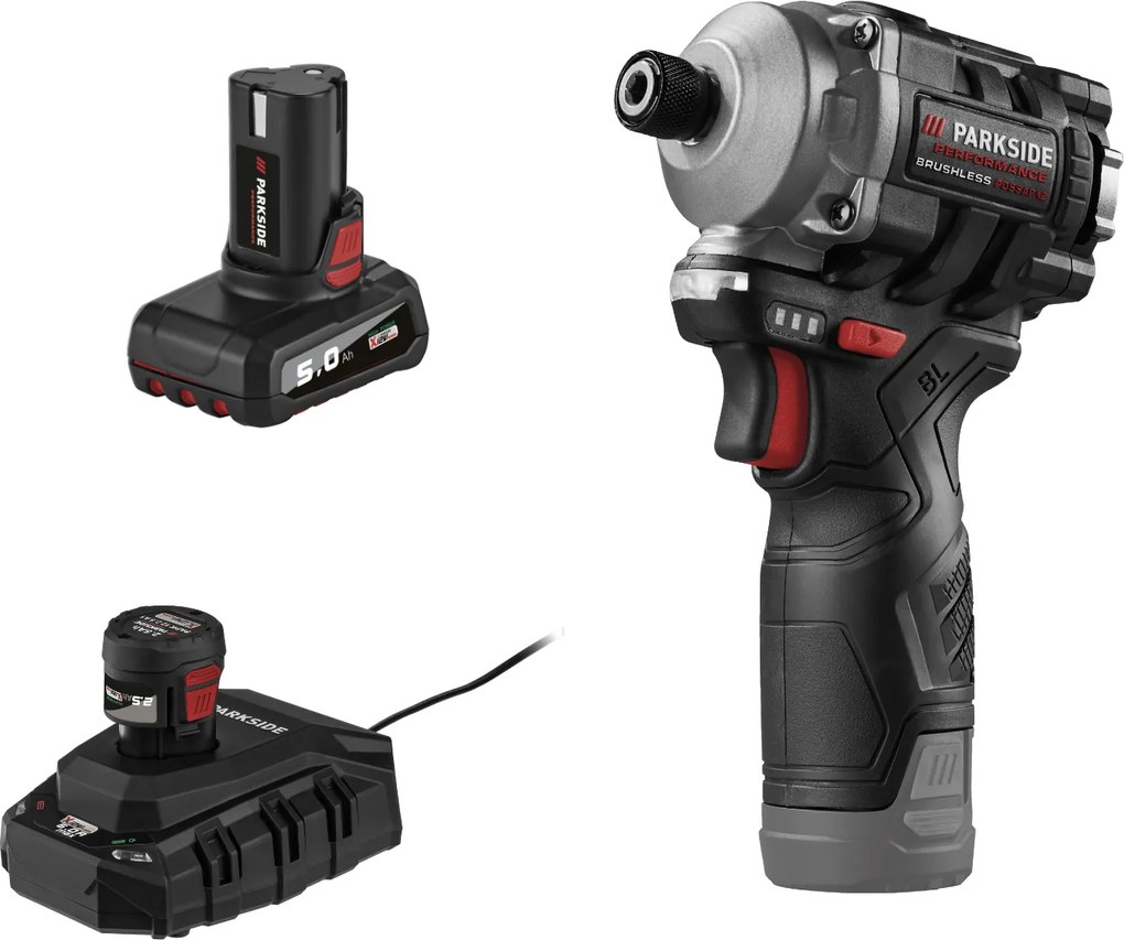 Parkside Performance® Aku rázový utahovák Pdssap 12 A2, 2,5 Ah a 5 Ah