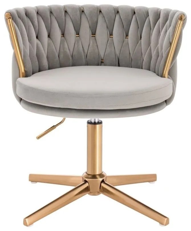 LuxuryForm DESIGN Otočná židle LYON VELUR na zlatém kříži - světle šedá