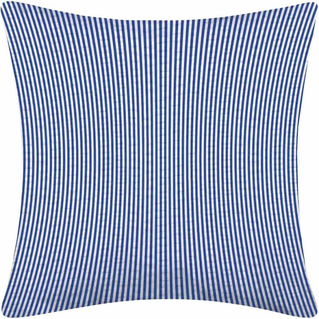 Krepový povlak na polštář V kapradinách s pruhem - bílomodrá Velikost: 40 x 40