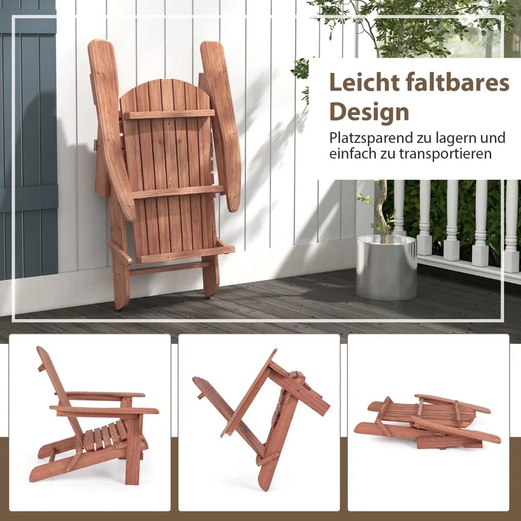 Costway Skládací dřevěná židle Adirondack s nosností 180 kg zahradní židle